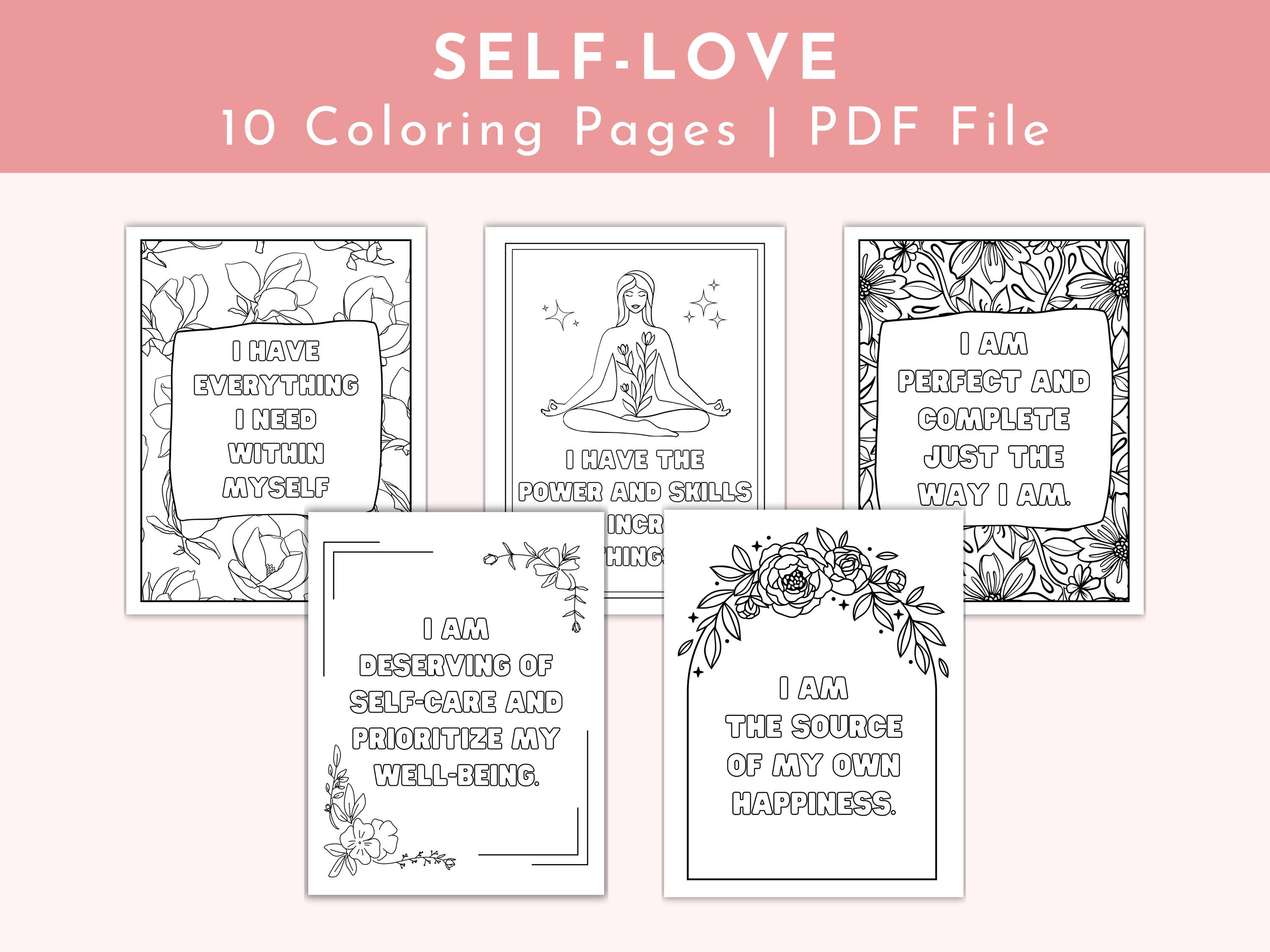 10 Self-love Affirmations Coloring Pages, Floral Printables ...
