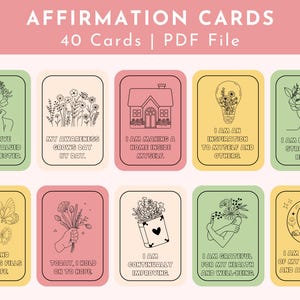 40 Positive Affirmations Cards, Floral Printables, Inspirational and ...