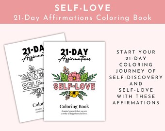 6 Self-love Affirmations Coloring Pages, Floral Printables ...