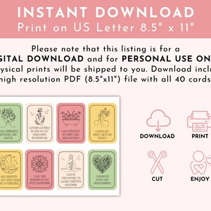 40 Positive Affirmations Cards, Floral Printables, Inspirational and ...