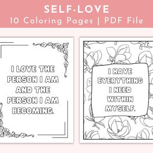 10 Self-love Affirmations Coloring Pages, Floral Printables ...