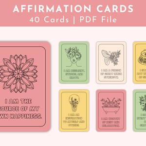 40 Positive Affirmations Cards, Floral Printables, Inspirational and ...