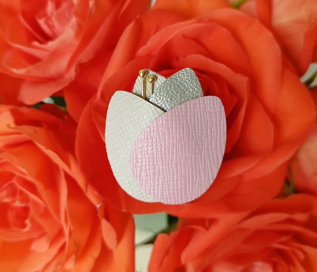 Leather Brooch, Tulip Brooch, Pink Brooch - Etsy