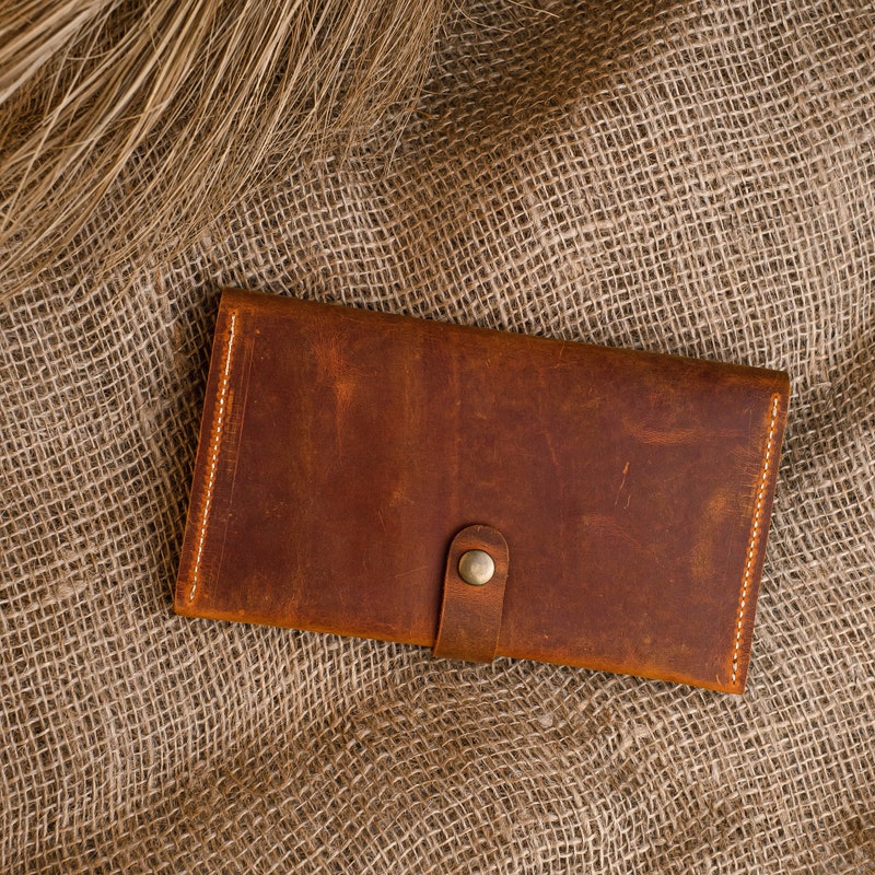 Long Leather Wallet - Etsy