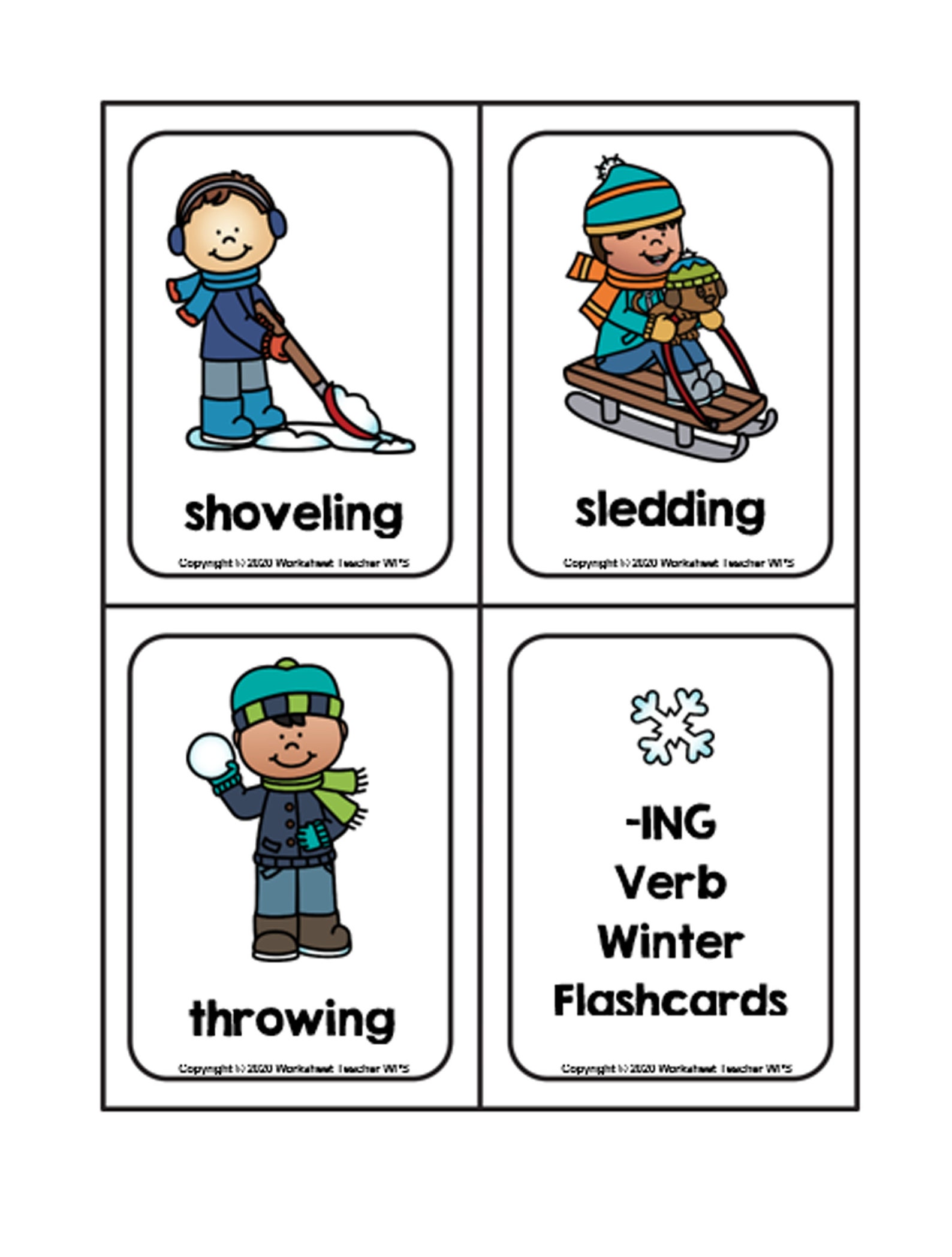 24 ING Verb Winter Color B W Flash Cards Printable Etsy 24-ing-verb-winter-color-b-w-flash-cards-printable-etsy