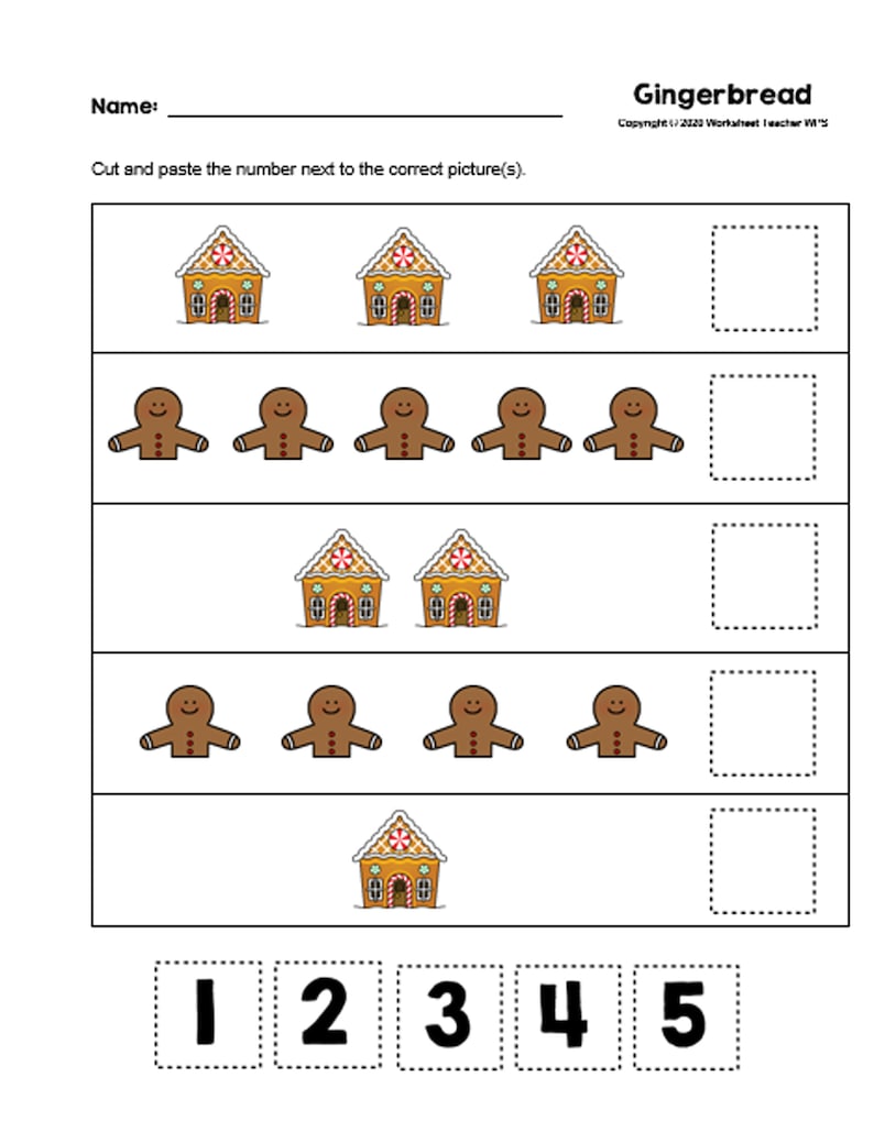 10 Gingerbread Preschool Worksheets Preschool Curriculum | Etsy