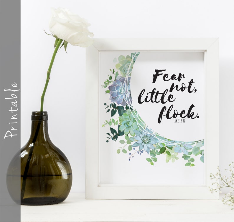 Fear Not Little Flock Bible Verse Art Luke 12 32 Printable Christian ...