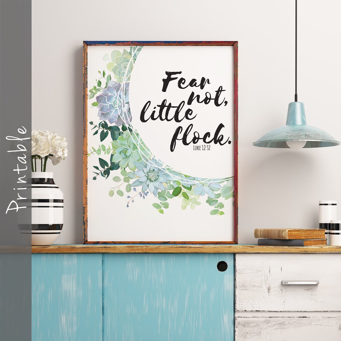 Fear Not Little Flock Bible Verse Art Luke 12 32 Printable Christian ...