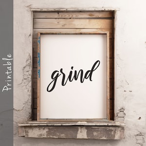 Grind Motivational Quote Print Inspirational Typography Poster ...