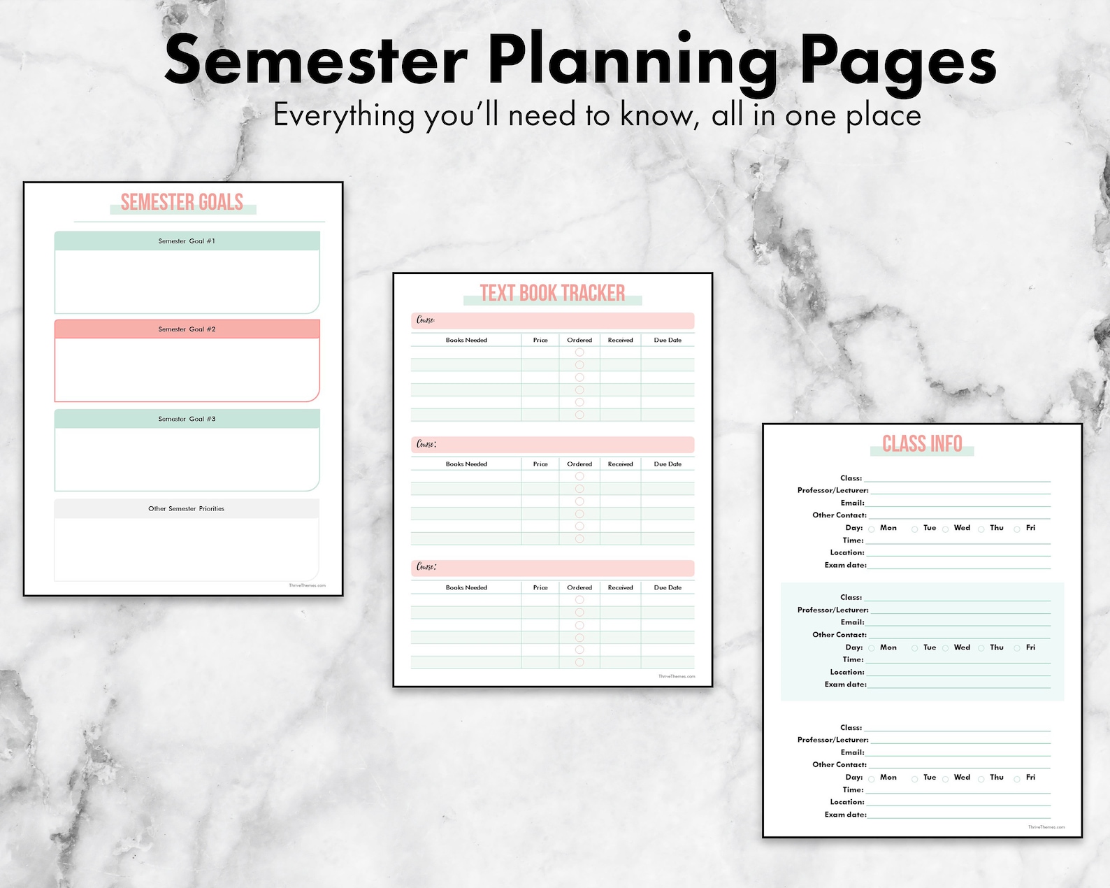 College Student Planner Printable Undated University Academic | Etsy