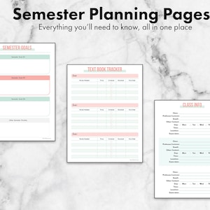 College Student Planner Printable Undated University Academic School ...