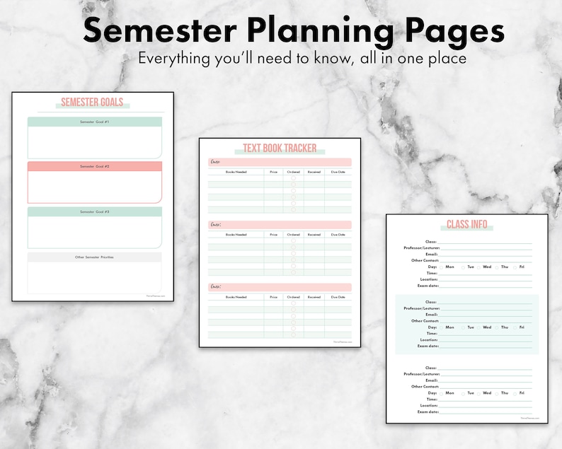 College Student Planner Printable Undated University Academic | Etsy