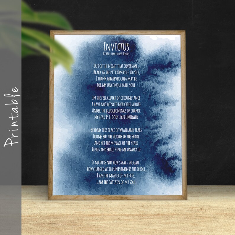 Invictus poema de William Ernest Henley arte de pared | Etsy