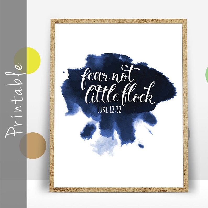 Fear Not Little Flock Scripture Art Bible Verse Print Luke 12 32 ...
