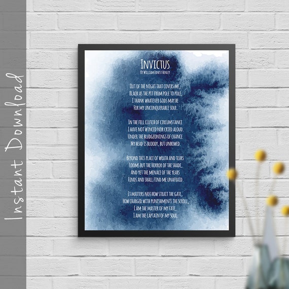 Invictus Poem by William Ernest Henley Printable Wall Art - Etsy