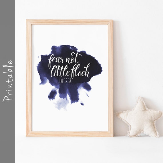 Fear Not Little Flock Scripture Art Bible Verse Print Luke 12 - Etsy