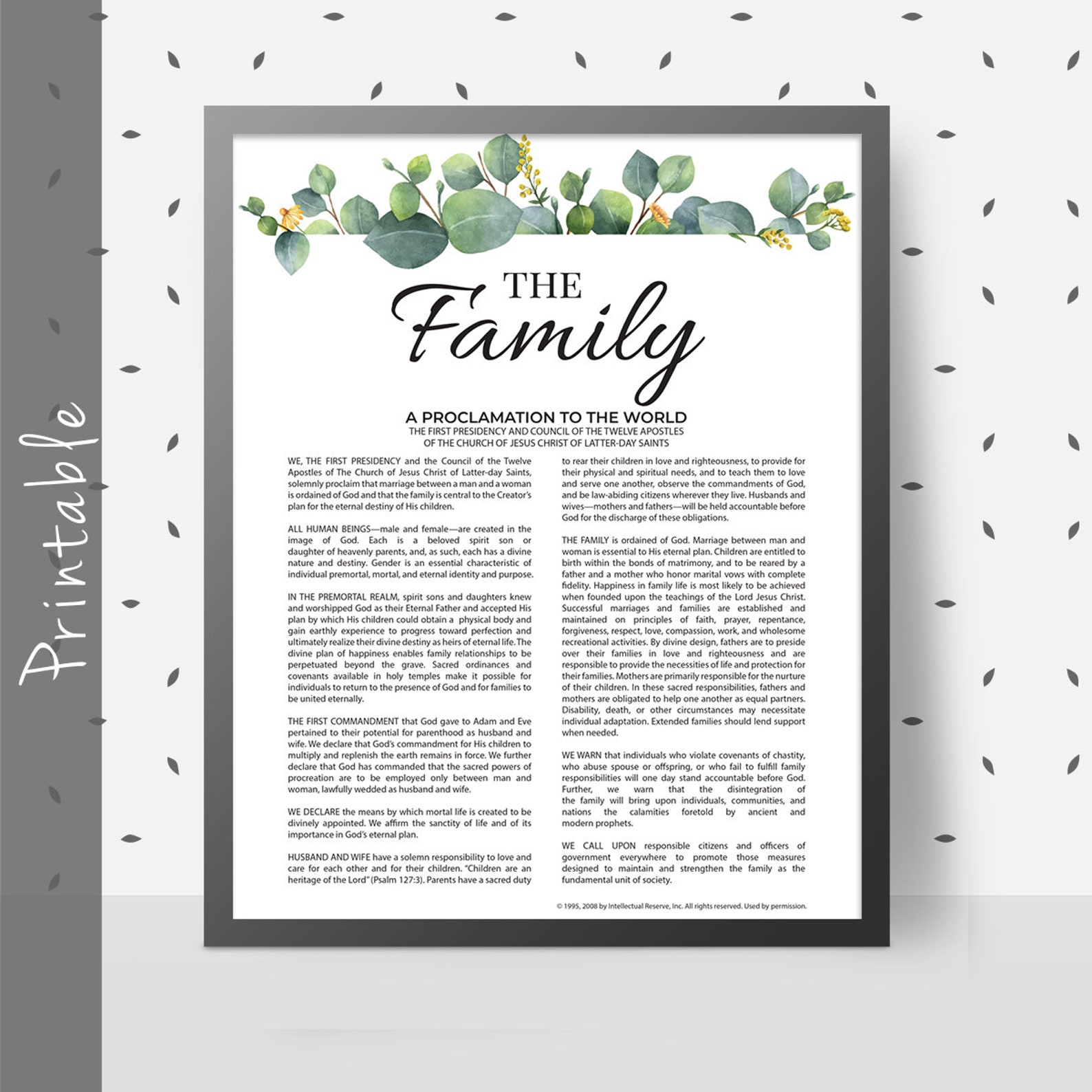 Family Proclamation, the Family, A Proclamation to the World, Printable ...