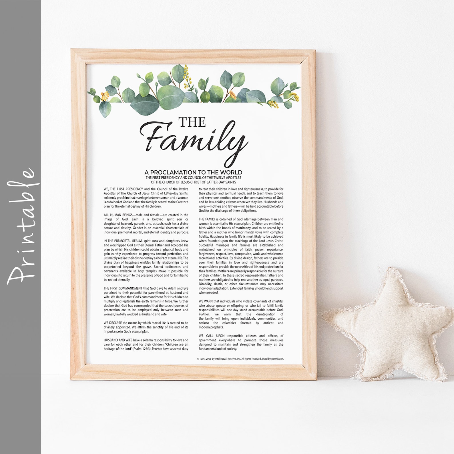 Family Proclamation, the Family, A Proclamation to the World, Printable ...