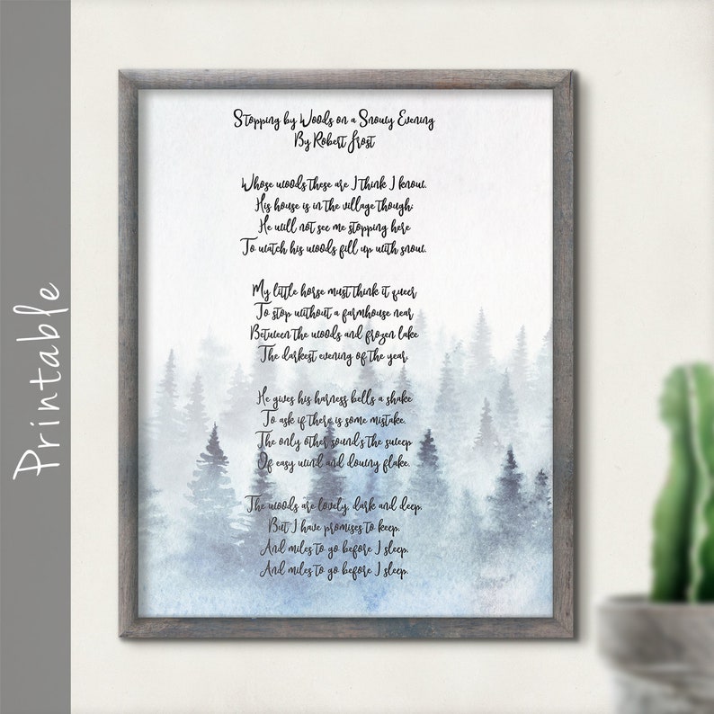 Stopping by Woods on A Snowy Evening Printable Robert Frost - Etsy