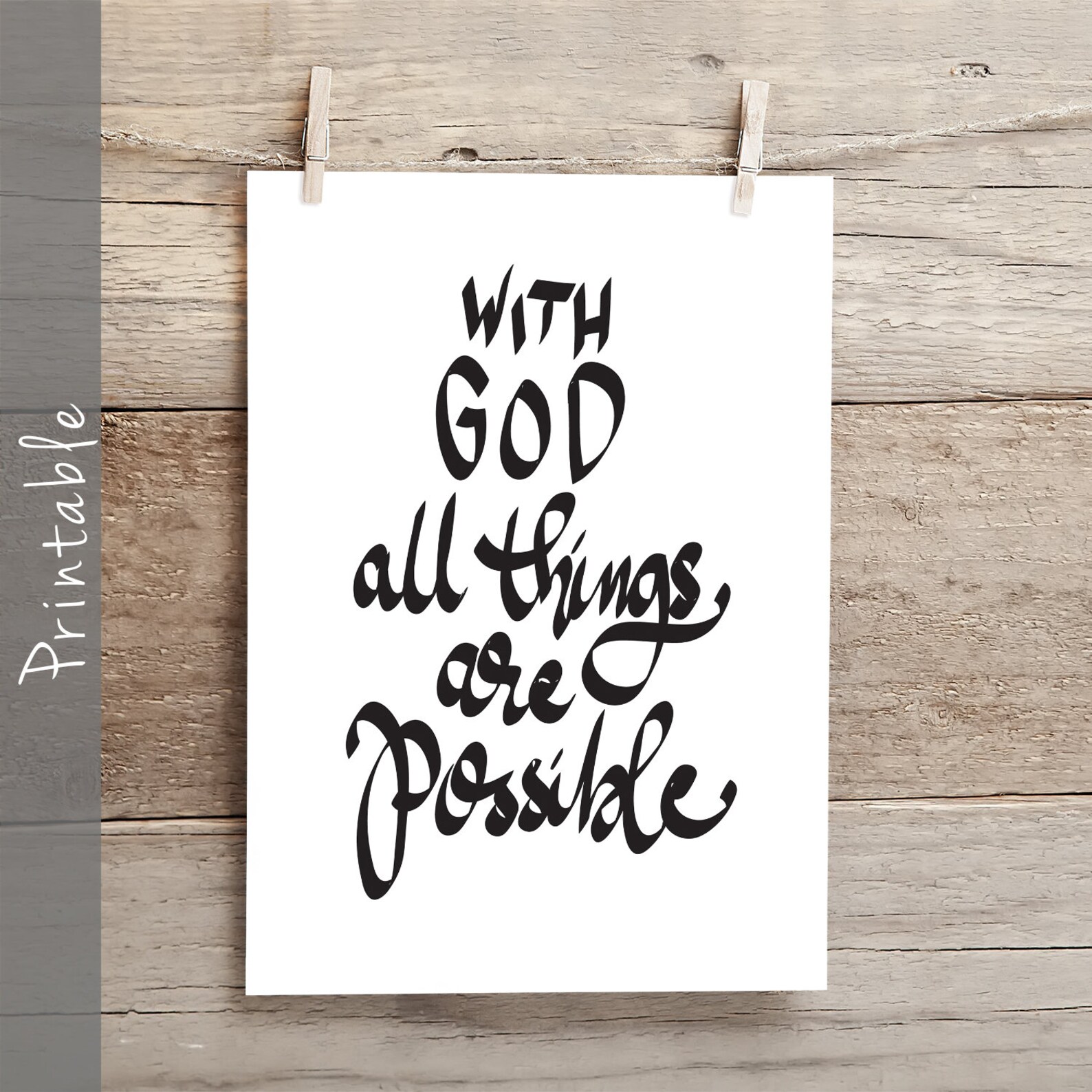With God All Things Are Possible Christian Printable Matthew - Etsy