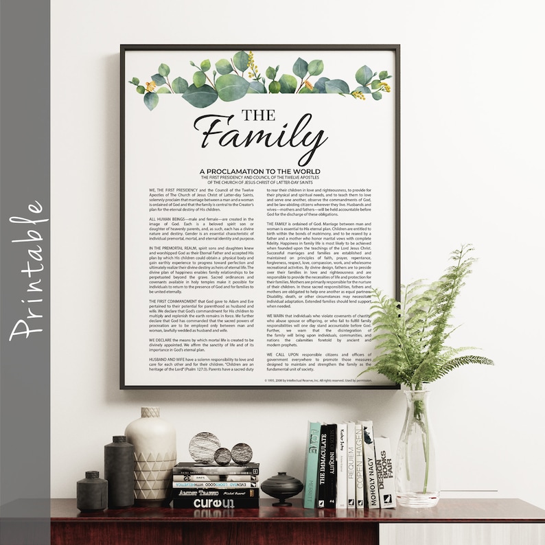 Family Proclamation, the Family, A Proclamation to the World, Printable ...