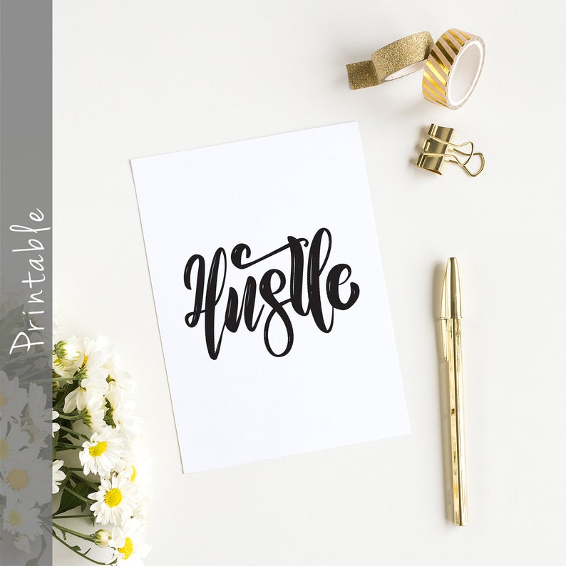 Hustle Poster Printable Inspirational Quote Entrepreneur Gift | Etsy