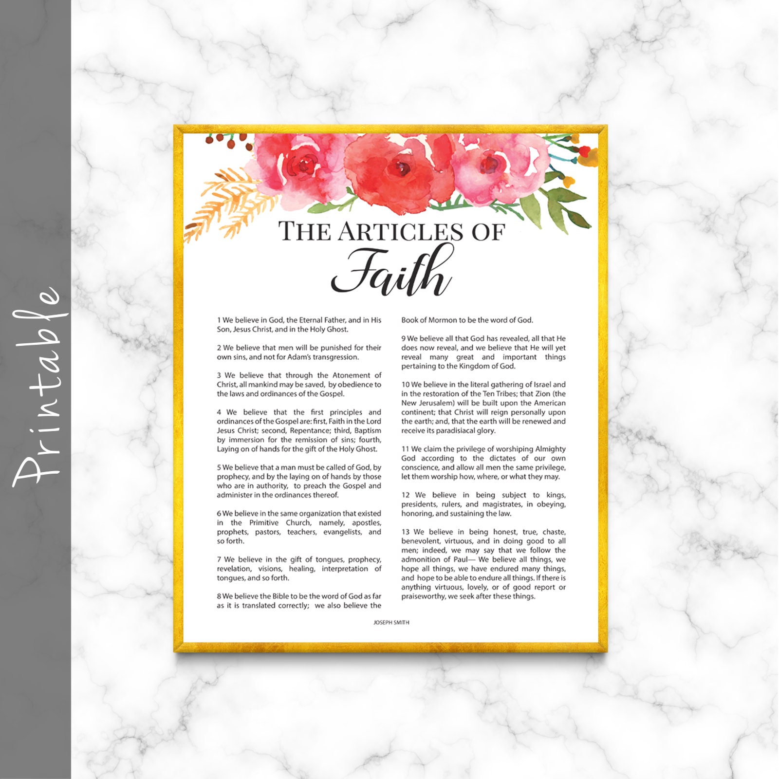 The Articles of Faith LDS Art Printable - 18 Different Sizes - Etsy