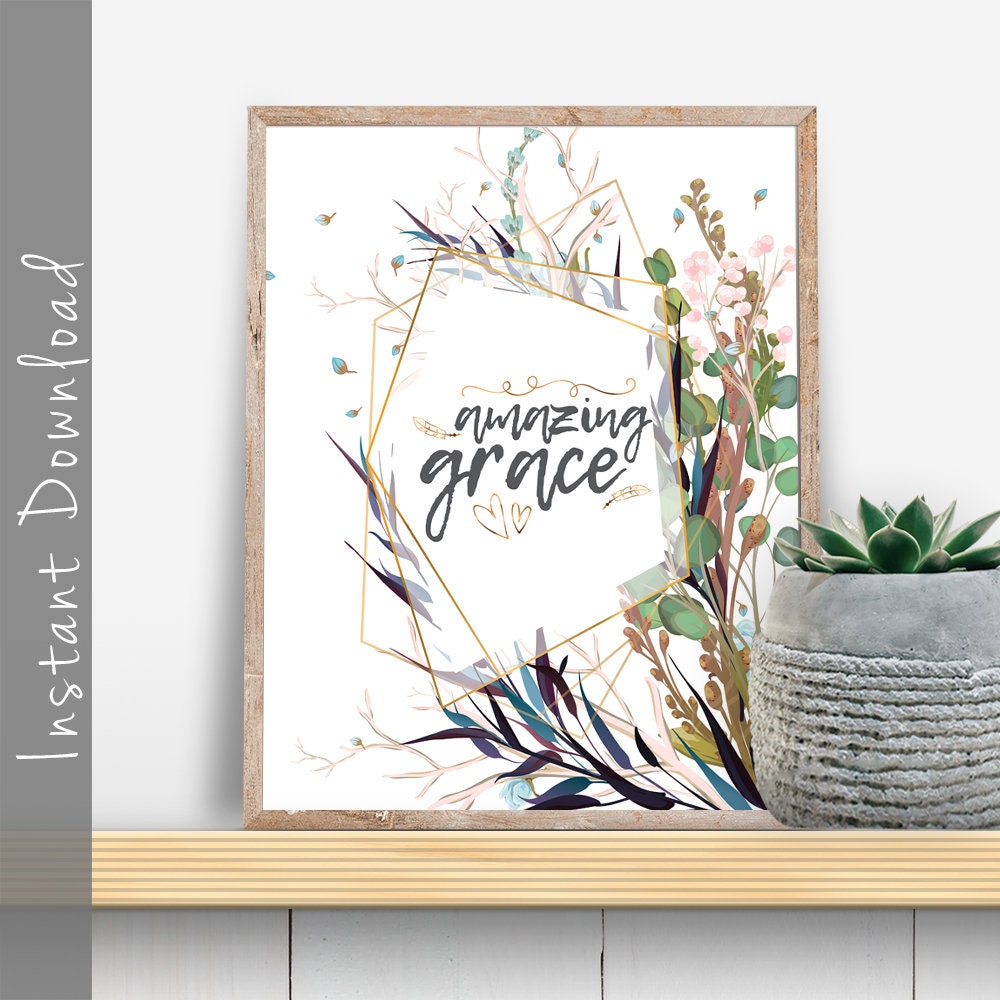 Amazing Grace Sign Christian Wall Art Printable - Etsy