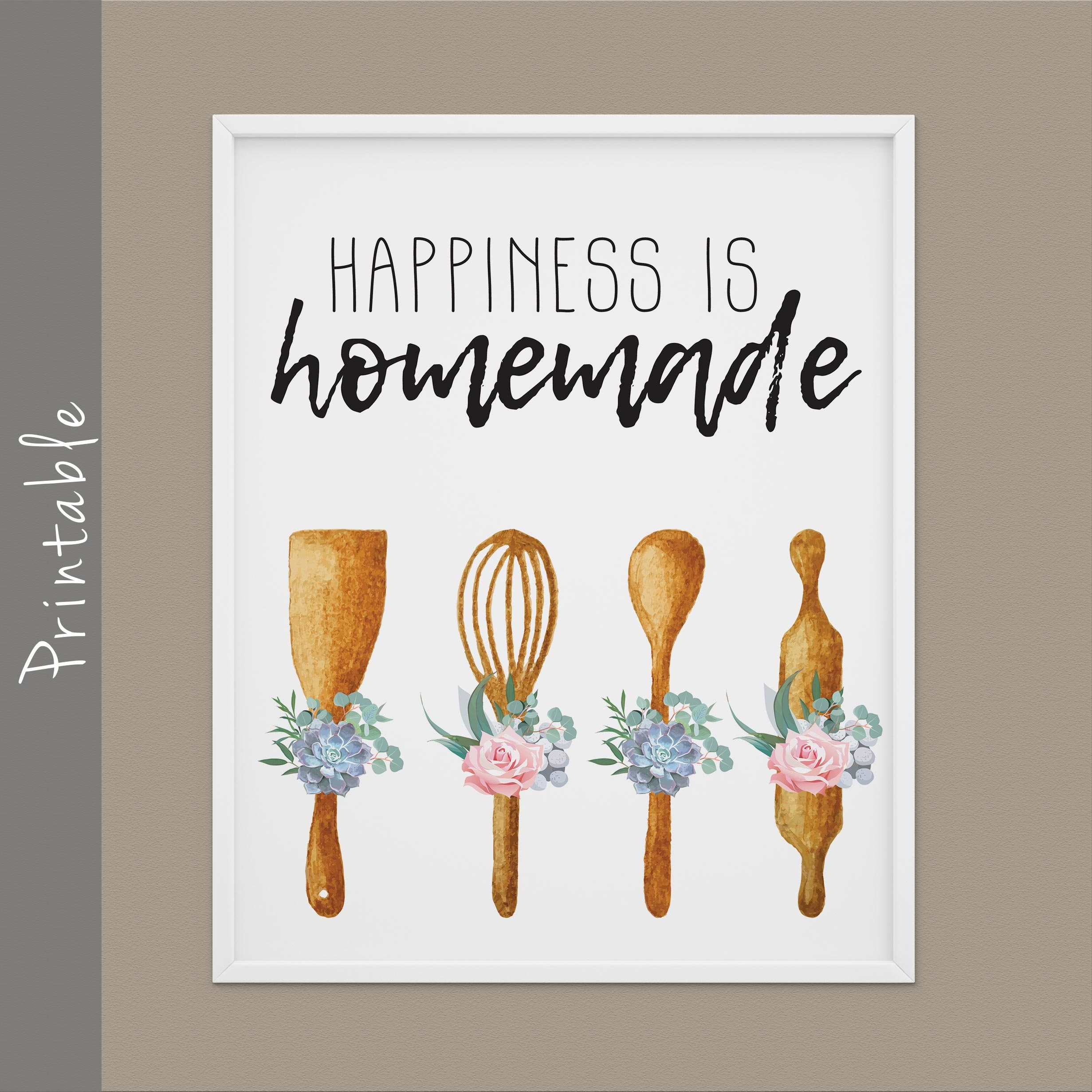 Happiness Is Homemade Printable Kitchen Sign | Etsy
