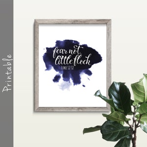 Fear Not Little Flock Scripture Art Bible Verse Print Luke 12 32 ...