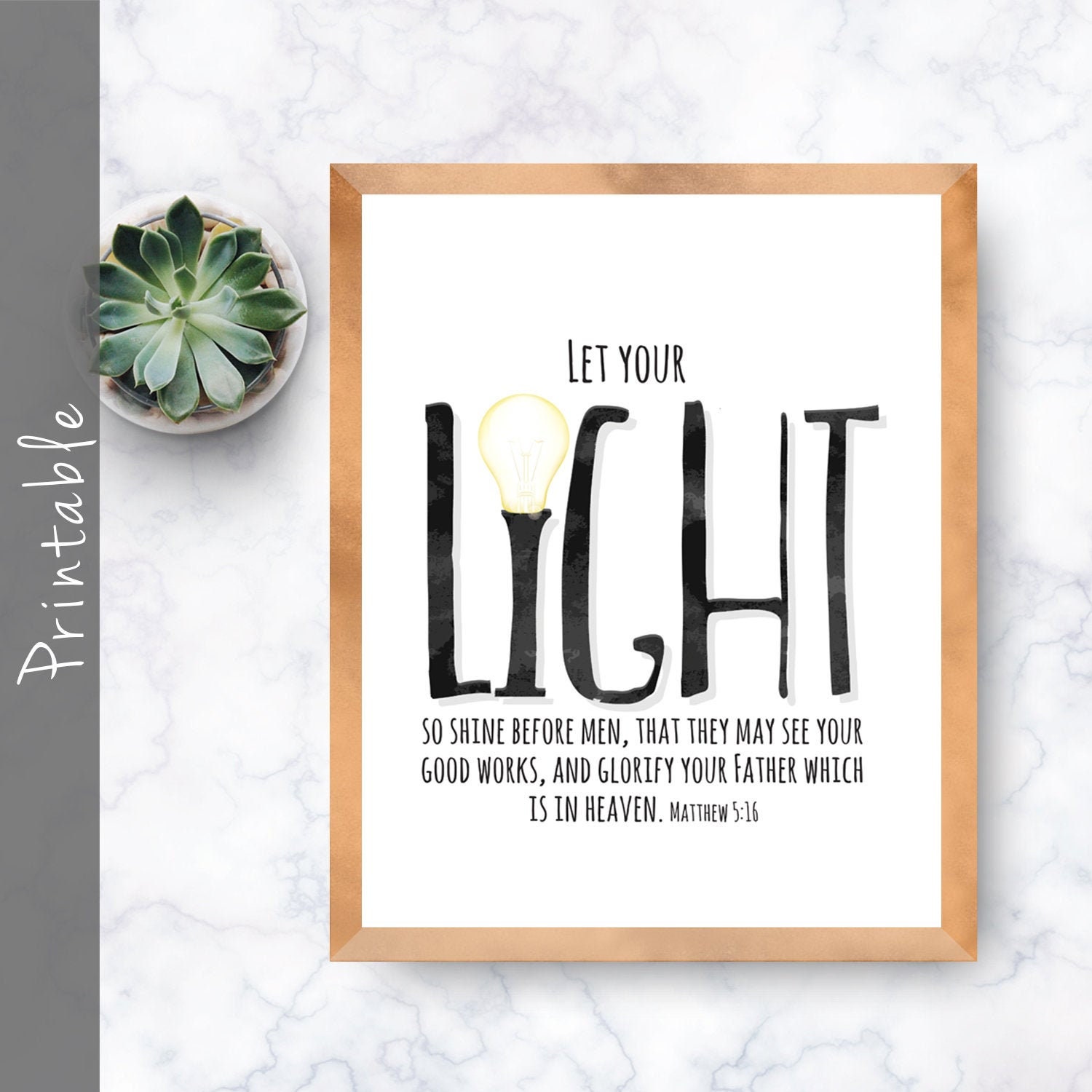 Let Your Light So Shine Before Men Bible Verse Printable | Etsy