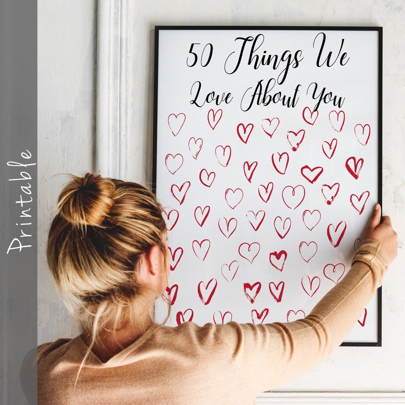 50 Things We Love About You Printable, 50th Birthday Gift (instant ...