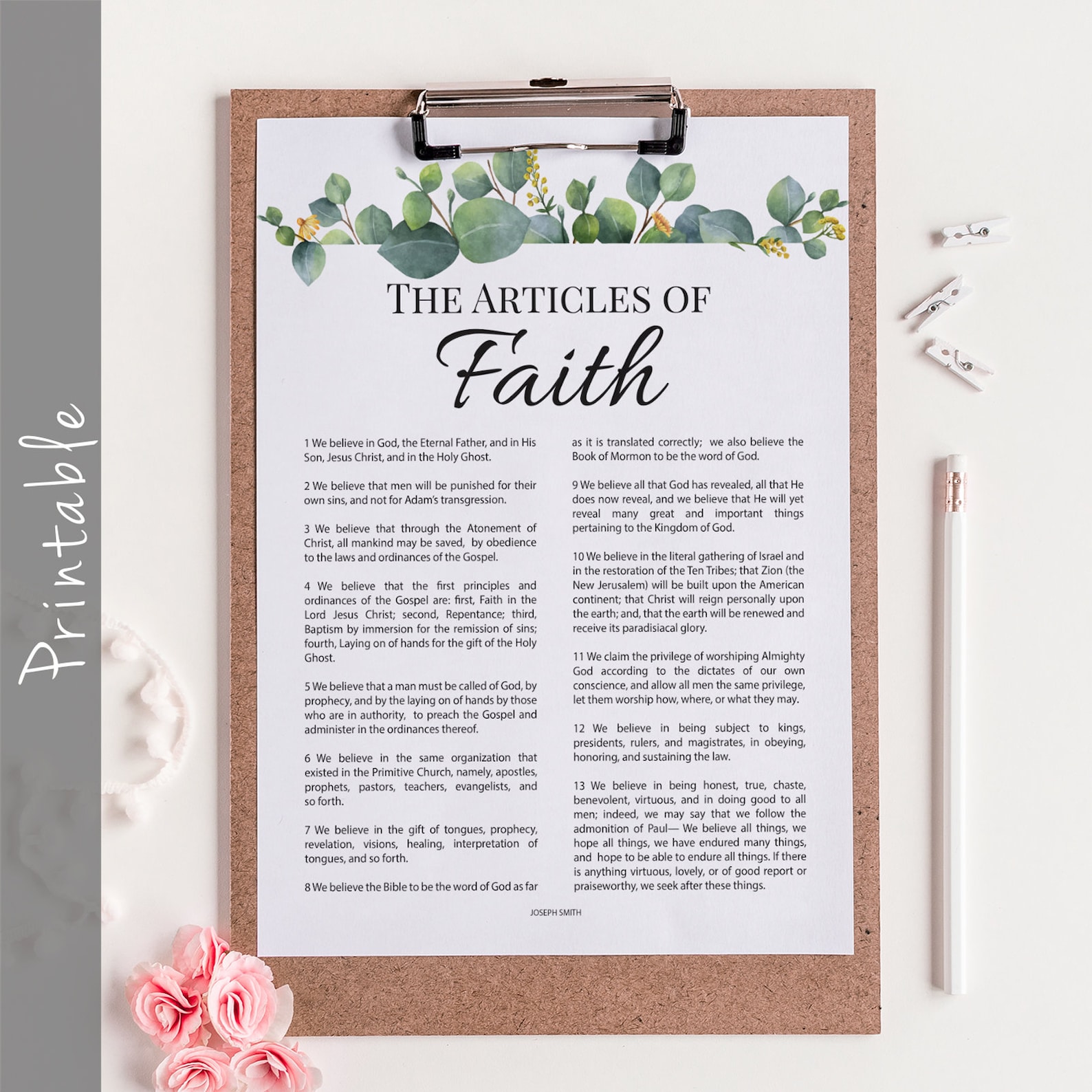 The Articles of Faith LDS Art LDS Printable in 18 Different Sizes - Etsy