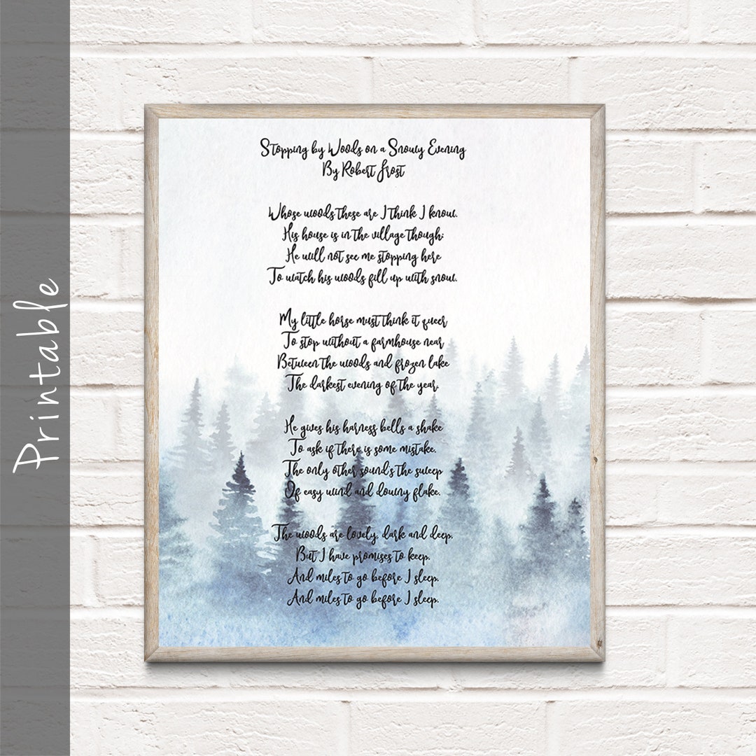 Stopping by Woods on A Snowy Evening Printable Robert Frost Poem - Etsy