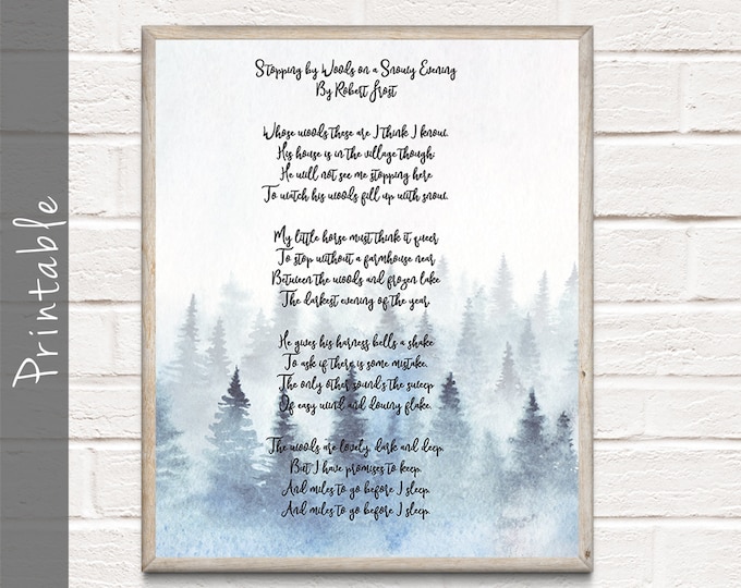 Stopping by the Woods on a Snowy Evening Robert Frost Wall Art Print ...