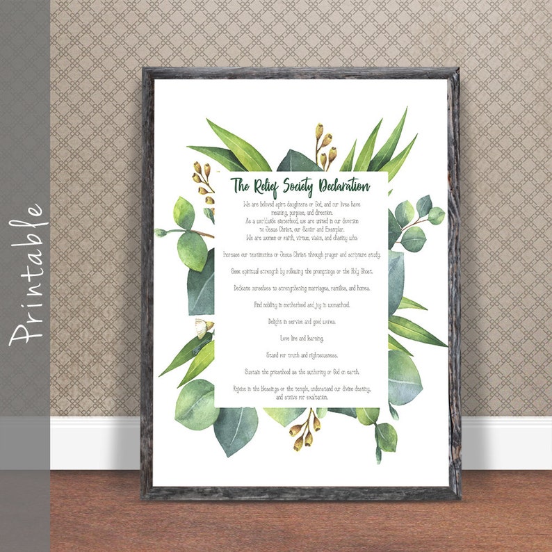Relief Society Declaration and Purpose LDS Printable Poster | Etsy