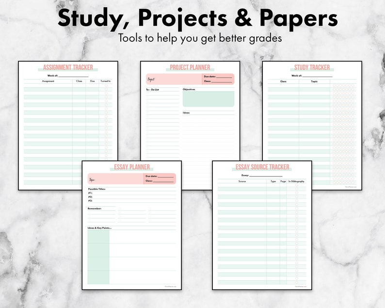 College Student Planner Printable Undated University Academic | Etsy