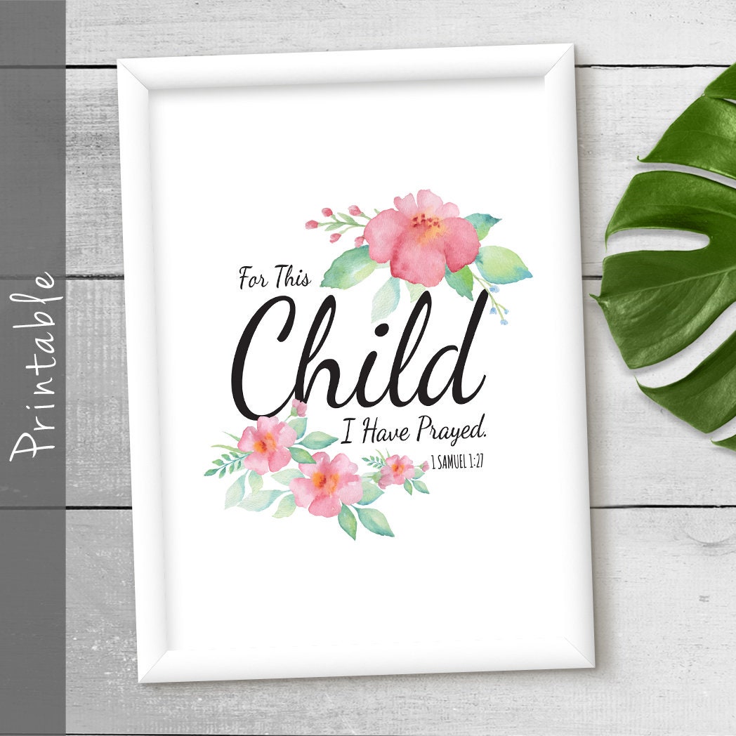 For This Child I Have Prayed Printable Sign | Etsy