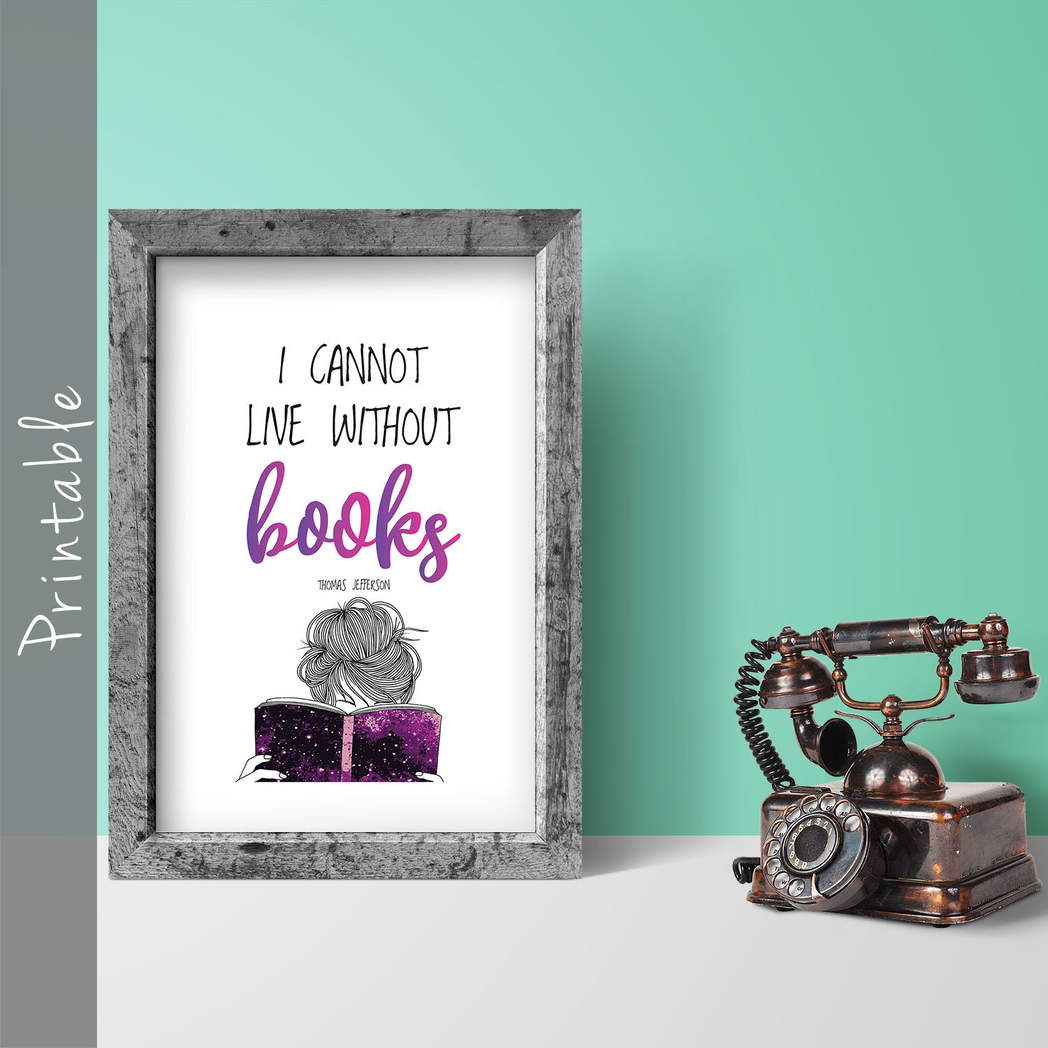 I Cannot Live Without Books Printable Wall Art | Etsy