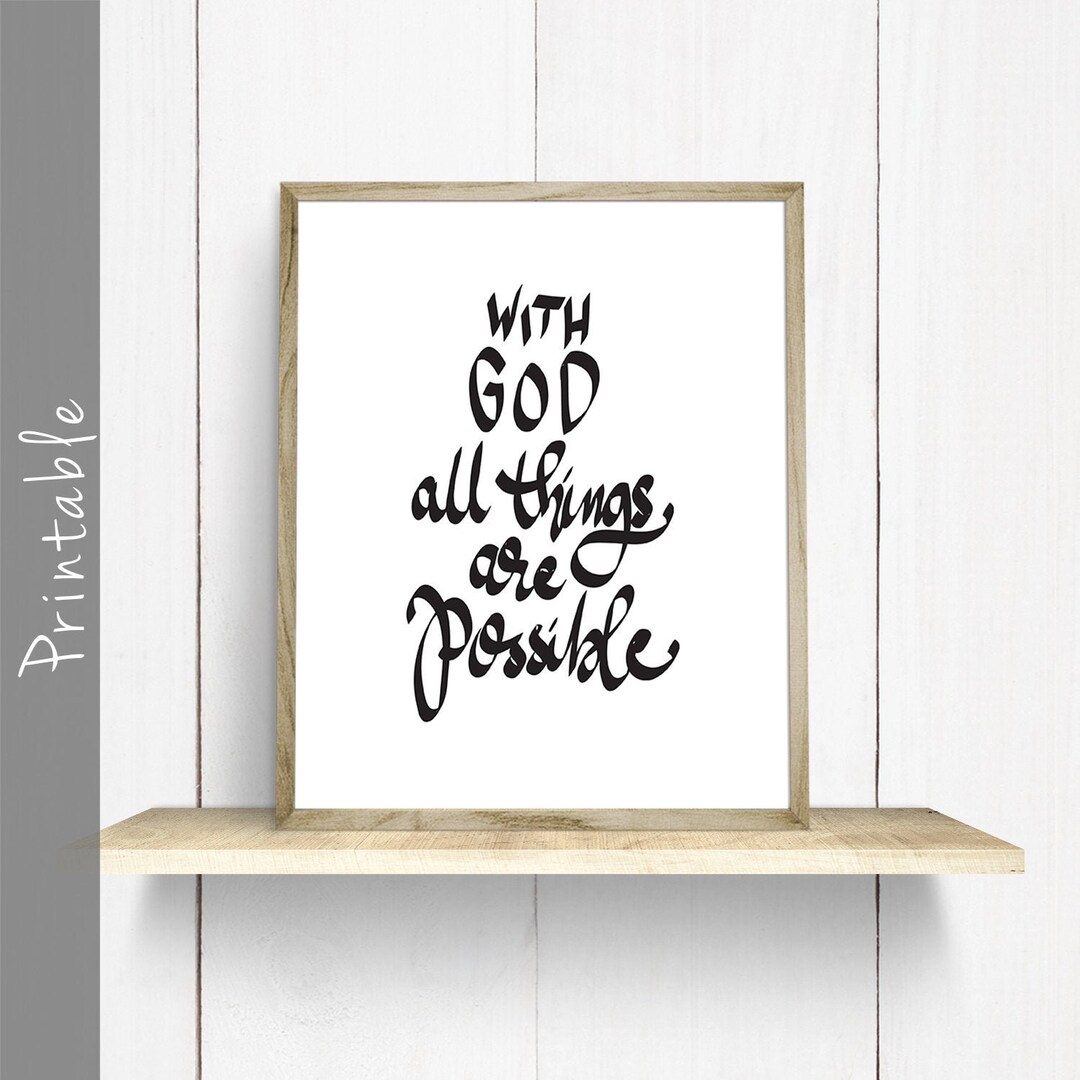 With God All Things Are Possible Christian Printable Matthew 19 26 - Etsy