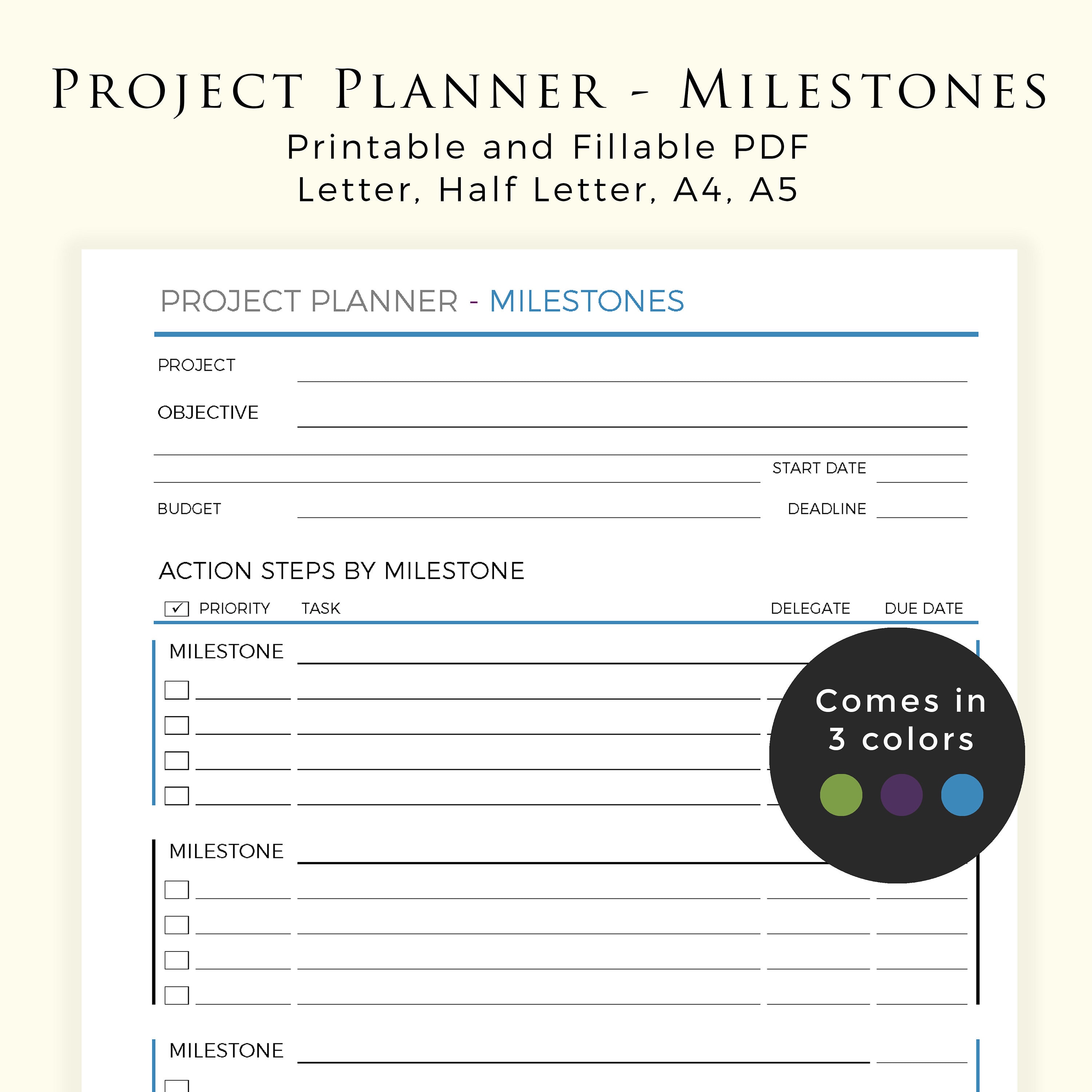 Project Planner Milestones Tracker Printable to Do List - Etsy