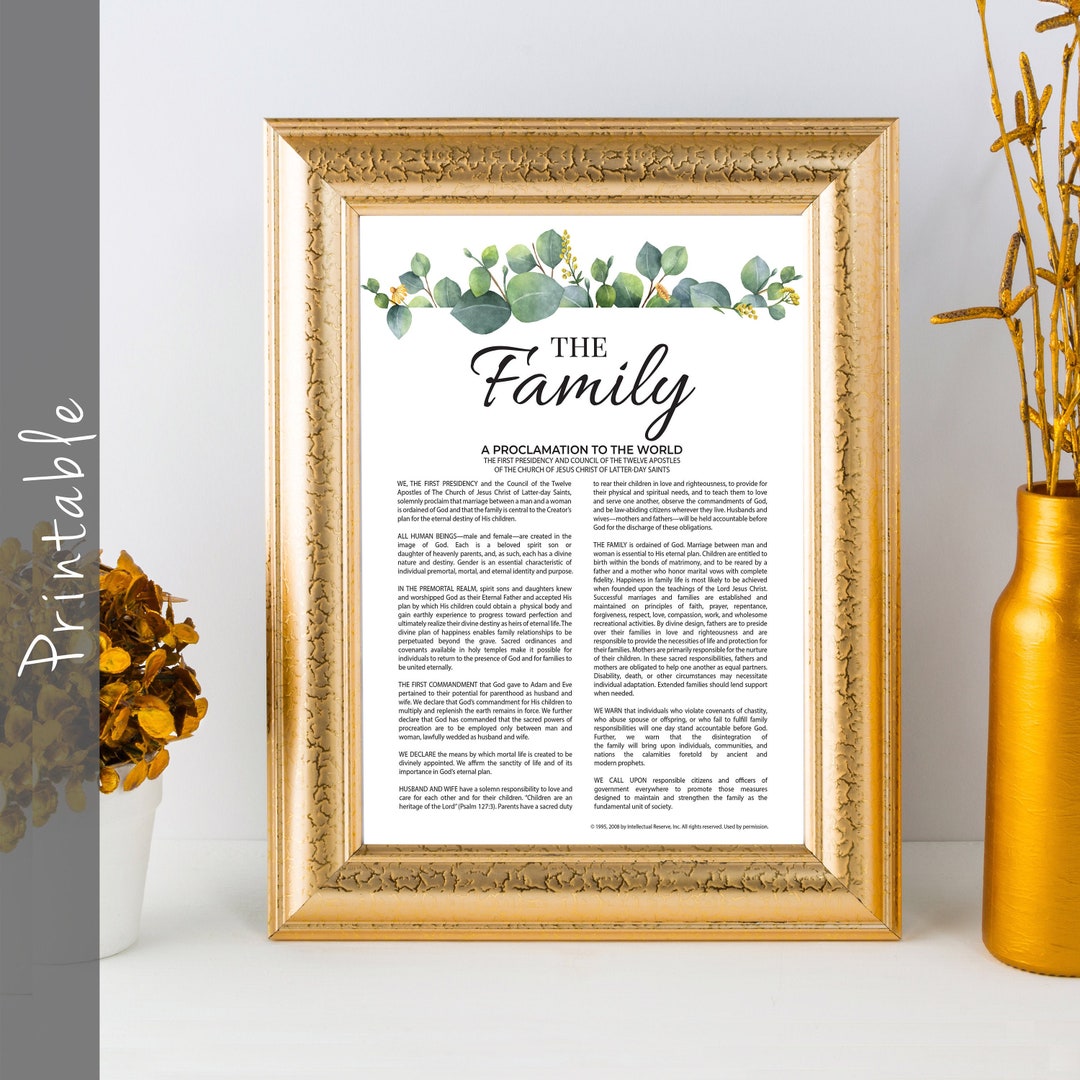 Family Proclamation, the Family, A Proclamation to the World, Printable ...
