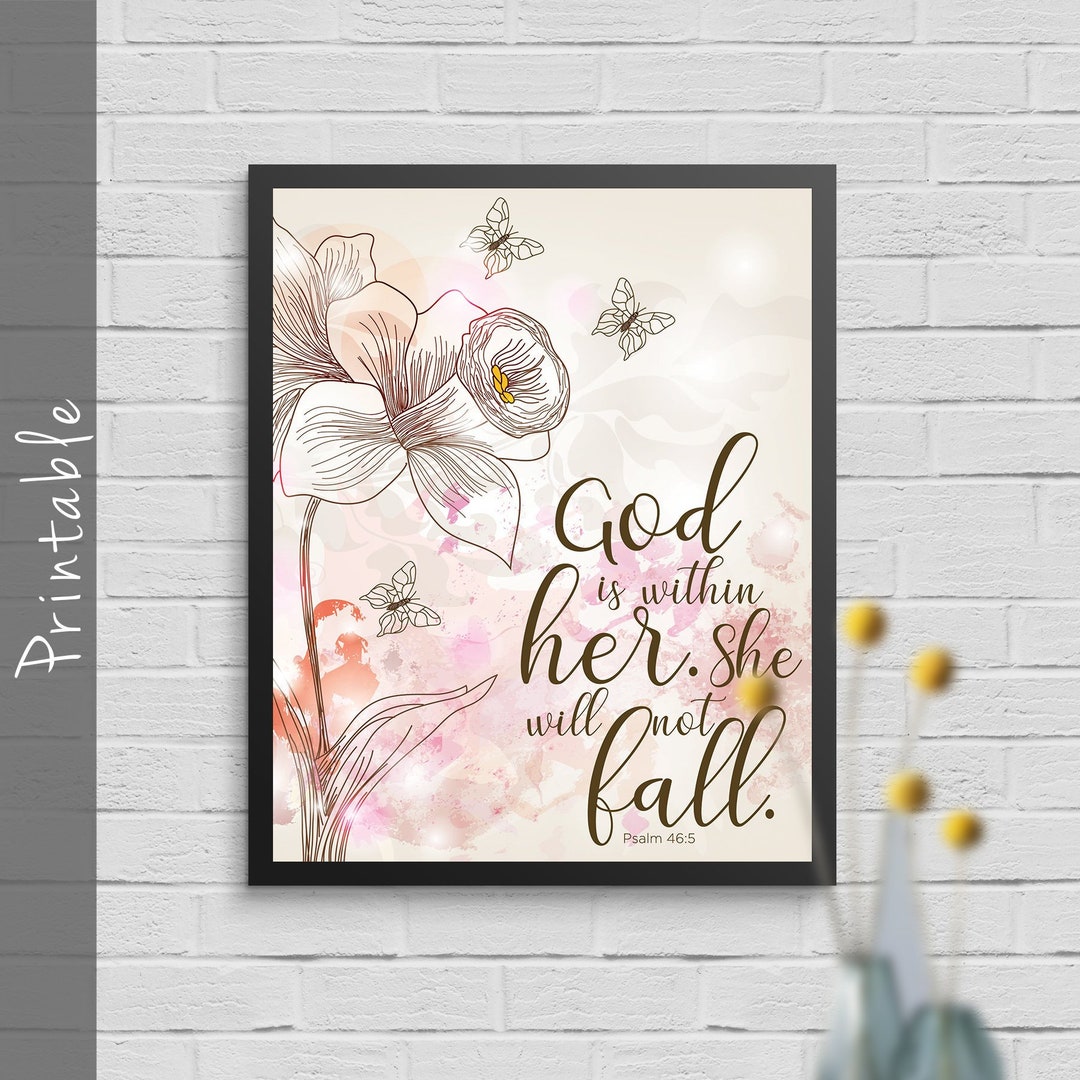 God is Within Her She Will Not Fall Bible Verse Printable Psalm 46:5 - Etsy