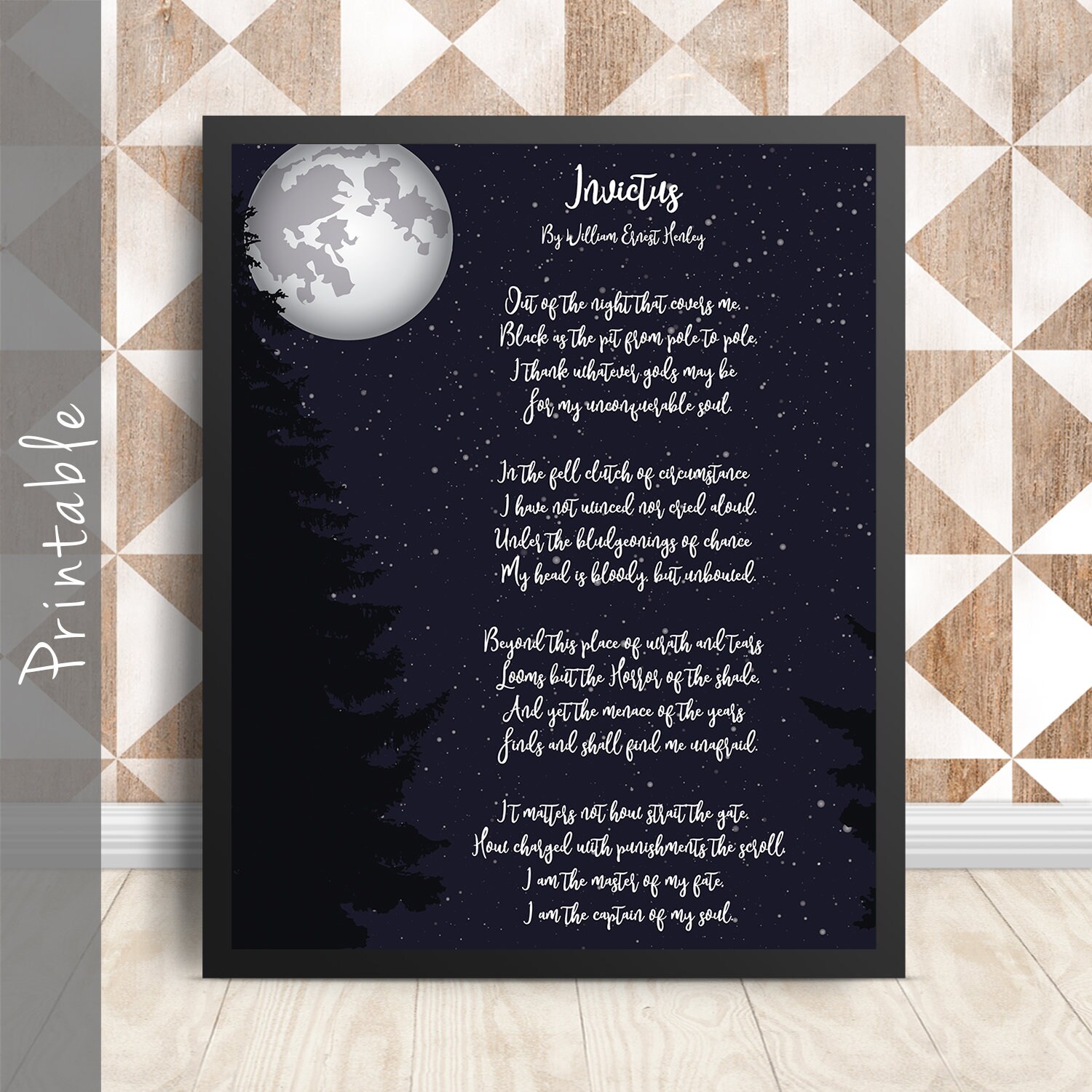 Invictus Inspirational Poem Printable I Am the Master of My Fate - Etsy