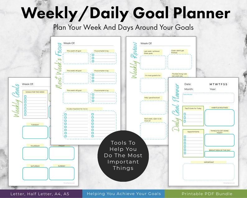 2021 Goal Planner Printable Planner Download Goal Setting | Etsy