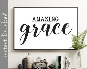 Amazing Grace Lyrics Print Christian Wall Art Amazing Grace - Etsy