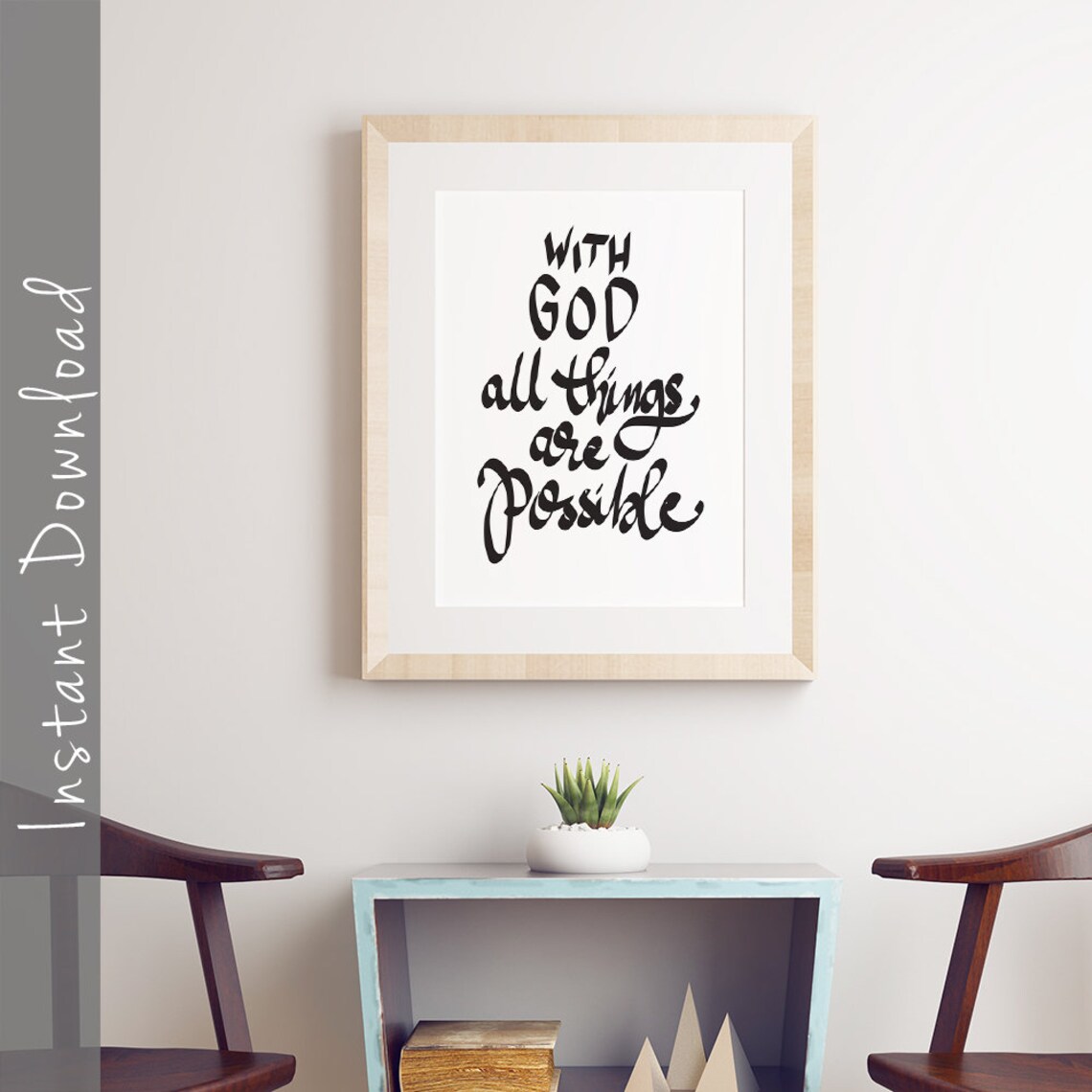 With God All Things Are Possible Christian Printable Matthew 19 26 - Etsy