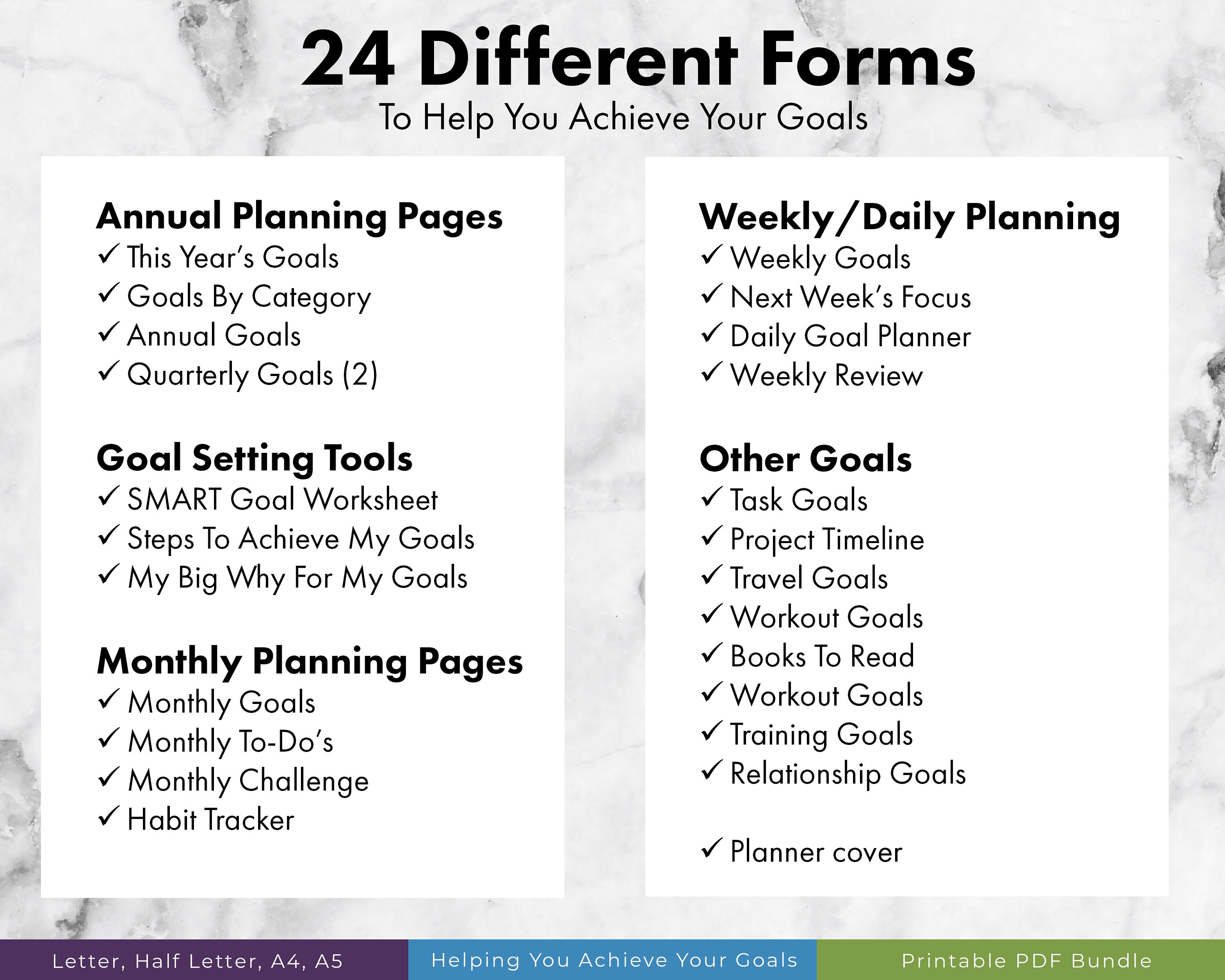 2021 Goal Planner Printable Planner Download Goal Setting | Etsy