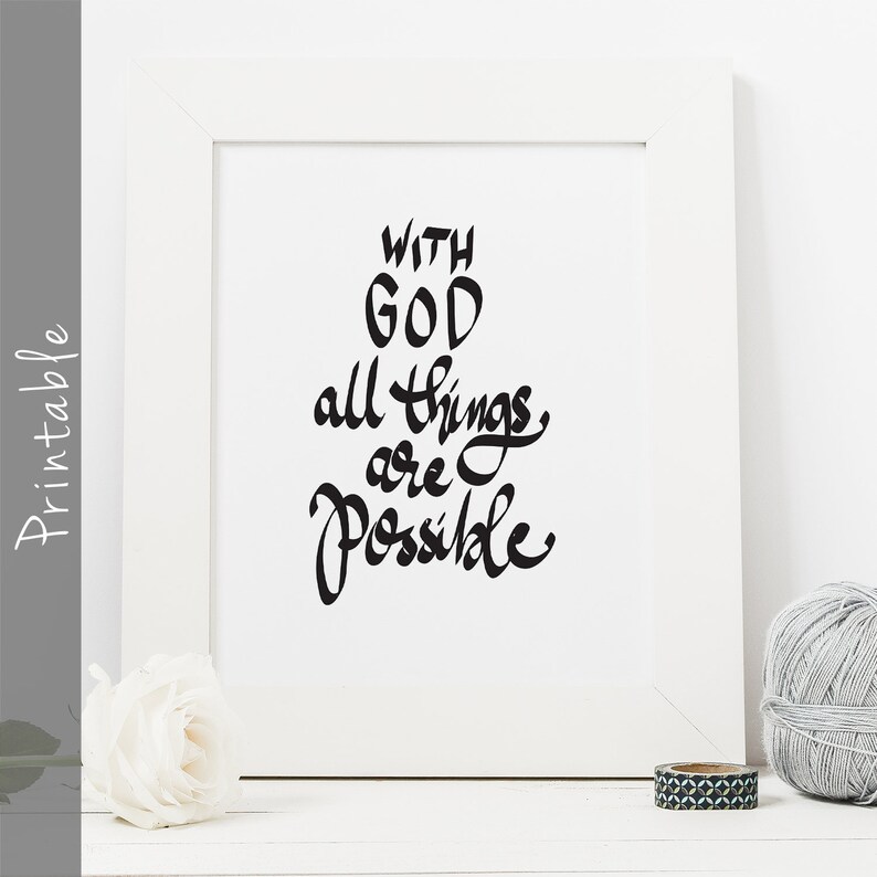 With God All Things Are Possible Christian Printable Matthew 19 26 - Etsy