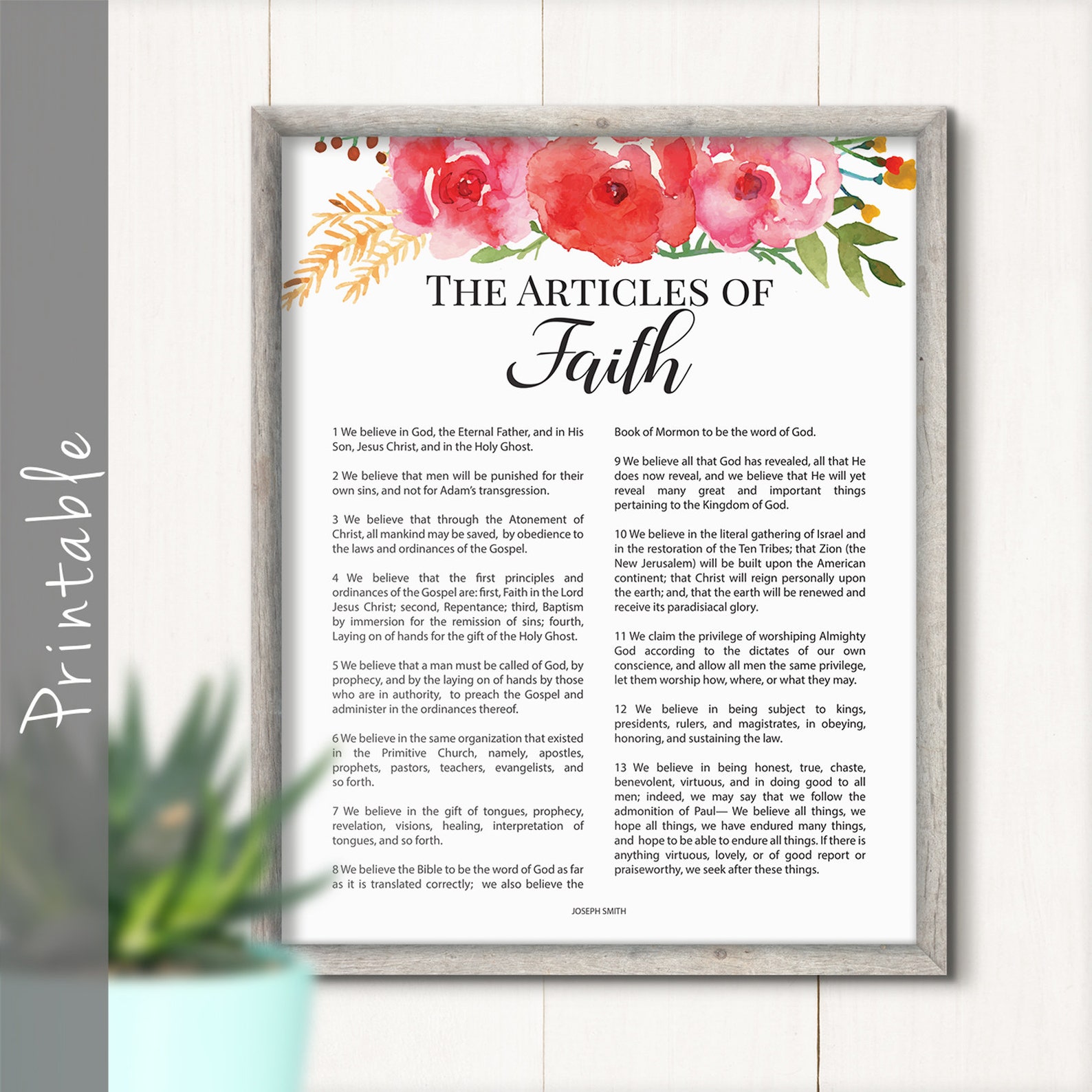 The Articles of Faith LDS Art Printable - 18 Different Sizes - Etsy
